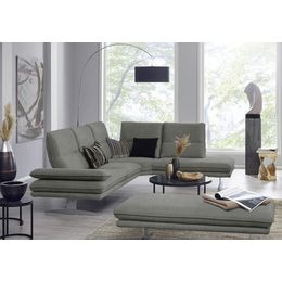 Ecksofa W.Schillig "broadway, Designsofa, mit tollem Sitzkomfort, L-Form", grau (grau s37), B:284cm H:94cm T:224cm, Stoff S37 (100% Polyester): Luxus-Microfaser in Lederoptik, Sofas, Ecksofa, Sitztiefenverstellung, Kopfteil- & Seitenteilverstellung, Breite 284cm