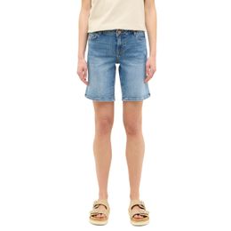 Shorts Mustang "Damen Style Bermuda", Damen, Gr. 27, blau (415 blau), 85% Baumwolle, 13% Polyester, 2% Elasthan, unifarben, straight fit, Hosen Shorts