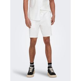 Only & Sons Shorts ONLY & SONS "ONSLINUS 0007 COT LIN SHORTS NOOS", Herren, Gr. XXL, N-Gr, wei&szlig; (hellwei&szlig;), Web, Obermaterial: 75% Baumwolle, 25% Leinen, unifarben, loose fit kniefrei, Hosen Shorts