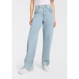 High-waist-Jeans Herrlicher "Baggy Straight Denim Light", Damen, Gr. 32, L&auml;nge 32, paradieso, Denim/Jeans, Obermaterial: 98% Baumwolle, 2% Elasthan, loose fit, Jeans High-waist-Jeans