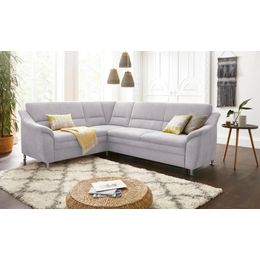 Sit & More Ecksofa SIT & MORE "Cardoso L-Form", silber, B:249cm H:90cm T:209cm, Flachgewebe (100% Polyester);Struktur (100% Polyester);Luxus-Microfaser (90% Polyester, 10% Polyamid), Sofas, Ecksofa, mit Federkern, wahlweise mit Bettfunktion und Schubkasten