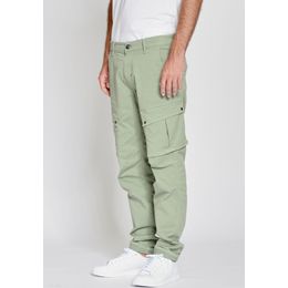 Cargohose Gang "94LEO CARGO", Herren, Gr. 30, L&auml;nge 30, gr&uuml;n (light gr&uuml;n army), Web, Obermaterial: 98% Baumwolle, 2% Elasthan, loose fit lang, Hosen Cargohose, mit gro&szlig;en aufgesetzten Cargotaschen und Klapptaschen mit Knopf