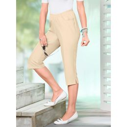Caprihose Classic Basics, Damen, Gr. 42, Normalgr&ouml;&szlig;en, beige, 100% Polyester, unifarben, 3/4-L&auml;nge, Hosen Caprihose