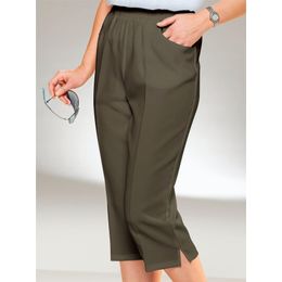 Caprihose Classic Basics, Damen, Gr. 50, Normalgr&ouml;&szlig;en, gr&uuml;n (khaki), 100% Polyester, unifarben, 3/4-L&auml;nge, Hosen Caprihose