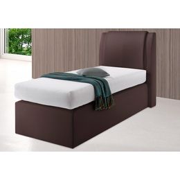 Boxspringbett, braun, Liegefl&auml;che B/L: 90cm x 200cm, H2, 7-Zonen-Kaltschaummatratze, Bonnell- Federkernmatratze: Bezug obere Matratze: 80% Baumwolle, 20% Polyester;7-Zonen-Kaltschaummatratze: Bezug obere Matratze: 80% Baumwolle, 20% Polyester;5-Zonen-Tonnen-Taschenfederkernmatratze: Bezug obere Matratze: 100% Polyester., Westfalia Schlafkomfort, Komplettbetten, Boxspringbett