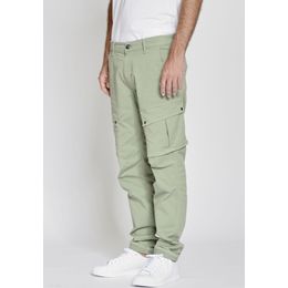 Cargohose Gang "94LEO CARGO", Herren, Gr. 34, L&auml;nge 30, gr&uuml;n (light gr&uuml;n army), Web, Obermaterial: 98% Baumwolle, 2% Elasthan, loose fit lang, Hosen Cargohose, mit gro&szlig;en aufgesetzten Cargotaschen und Klapptaschen mit Knopf
