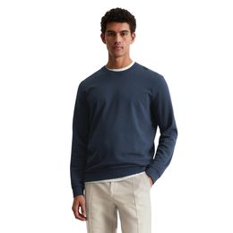 Marc O'Polo Sweatshirt MARC O'POLO, Herren, Gr. S, blau (schwarz navy), Sweatware, Obermaterial: 100% Baumwolle, regular fit h&uuml;ftlang, Rundhals, B&uuml;ndchen, Sweatshirts Sweatshirt, Basic, mit Rippb&uuml;ndchen, regular, leichter Sommer-Sweat