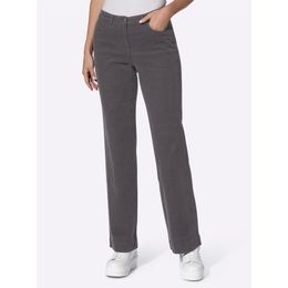 Cordhose Inspirationen, Damen, Gr. 42, Normalgr&ouml;&szlig;en, grau (anthrazit), 98% Baumwolle, 2% Elasthan, unifarben, lang, Hosen Cordhose