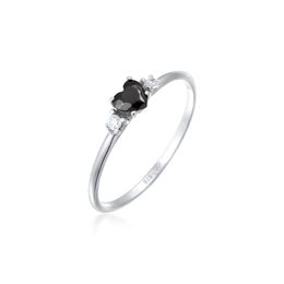 Silberring Elli "Ring Herz Zirkonia Schwarz Liebe 925 Sterling Silber" Gr. 56, silber, Fingerringe, Damen, 56, Silber 925 (Sterlingsilber), Silberring