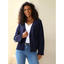 Strickjacke Heine, Damen, Gr. 42, marine, 50% Baumwolle, 50% Polyacryl, unifarben, Strickjacken Strickjacke
