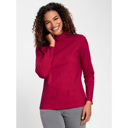 Rollkragenshirt Casual Looks "Rollkragen-Shirt", Damen, Gr. 44, rot, 95% Baumwolle, 5% Elasthan, unifarben, Shirts Rollkragenshirt