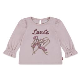Langarmshirt LEVI'S KIDS "LVG LS KNOT FRONT KNIT TEE", M&auml;dchen, Gr. 3M (62), rosa (crystal rose), Jersey, Obermaterial: 100% Baumwolle, bedruckt, normal, Rundhals, Shirts Langarmshirt, im Western-Look, for Girls
