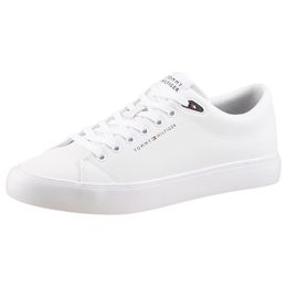 Sneaker Tommy Hilfiger "TH HI VULC CORE LOW LTH II ESS", Herren, Gr. 40, wei&szlig;, Lederimitat, unifarben, Schuhe Sneaker, Freizeitschuh, Halbschuh, Schn&uuml;rer in schmaler Form, Topseller