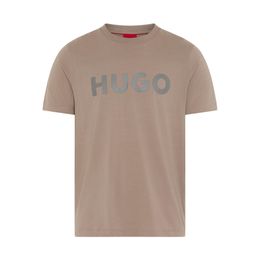 T-Shirt Hugo "Dulivio", Damen, Gr. M, light, pastel braun237, Single Jersey, Obermaterial: 100% Baumwolle, unifarben, regular fit normal, Rundhals, abgesteppte Kante, Shirts T-Shirt, Rundhalsausschnitt, Regular Fit, Must have Basic, Topseller