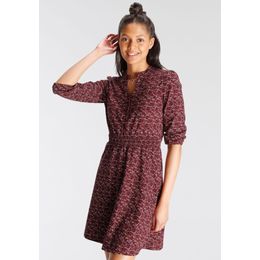 Jerseykleid AJC, Damen, Gr. 32, N-Gr, rot (dunkel, rot), Single Jersey, Obermaterial: 100% Baumwolle, bedruckt, figurbetont kurz, V-Ausschnitt, elastischer Bund, Kleider Jerseykleid, ausgestellt, aus Single Jersey, mit V-Ausschnitt, 3/4-&Auml;rmel