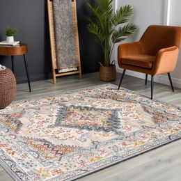 Teppich LIVABLISS "CASABLANCA", grau, B:120cm H:12mm L:170cm, Kunstfaser, Teppiche, Teppich, Vintage Orientteppich, Kurzflor Boho Wohnzimmerteppich, L&auml;ufer