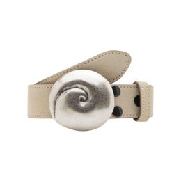 Lederg&uuml;rtel RETTUNGSRING G&Uuml;RTEL, Damen, Gr. 85, beige (natur), Leder, unifarben, G&uuml;rtel Lederg&uuml;rtel, mit austauschbarer Schlie&szlig;e &raquo;Muschel Rund Silber&laquo;