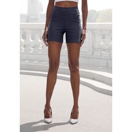 H.I.S. Shorts H.I.S, Damen, Gr. 32/34, N-Gr, blau (marine), Obermaterial: 70% Baumwolle, 25% Polyester, 5% Elasthan, unifarben, Basic, Hosen Shorts, im Schlupfhosen Style