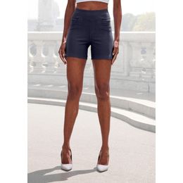 H.I.S. Shorts H.I.S, Damen, Gr. 44/46, N-Gr, blau (marine), Obermaterial: 70% Baumwolle, 25% Polyester, 5% Elasthan, unifarben, Basic, Hosen Shorts, im Schlupfhosen Style