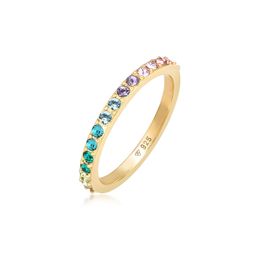Silberring Elli "Ring Bandring Kristall Multi-Colour Pastell 925 Silber" Gr. 52, gold, Fingerringe, Damen, 52, Silber 925 (Sterlingsilber), Silberring