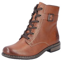 Schn&uuml;rstiefelette Rieker, Damen, Gr. 37, braun, Lederimitat, used, Schuhe Schn&uuml;rstiefelette, Schn&uuml;rboots, Klassik-Boots, Blockabsatz, in Used-Optik