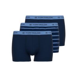 Boxershorts Tom Tailor "Buffer", Herren, Gr. 8 (XXL), blau (685, blau, mittel, allover), Single Jersey, Obermaterial: 95% Baumwolle, 5% Elasthan, gestreift, unifarben, eng, Unterhosen Boxershorts, weich, bequem, eng, elastisch, Logobund, Baumwollmix