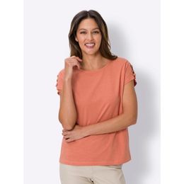 Rundhalsshirt Classic Basics "Rundhals-Shirt", Damen, Gr. 40, orange (papaya), 100% Baumwolle, unifarben, Rundhals, Shirts Rundhalsshirt