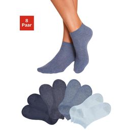 Kurzsocken GO IN, Damen, Gr. 43-46, blau (2x marine, 2x jeans, meliert, 2x mittelblau, meliert, 2x hellblau), Baumwolle, Elasthan, Polyamid, meliert, unifarben, elastisch, Socken Kurzsocken, uni in Basic Farben