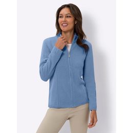 Strickjacke Classic Basics, Damen, Gr. 56, blau (bleu), 100% Polyacryl, unifarben, Strickjacken Strickjacke