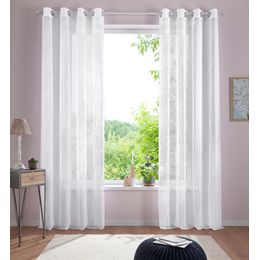 Gardine Home Affaire "Adele" Gr. 2, wei&szlig;, B:130cm H:175cm, Voile, Polyester, Gardinen, Gardine, transparent, mit floraler Stickerei, Voile, Topseller
