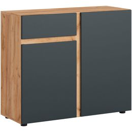 Sideboard Home Affaire "Morongo", eiche kraft gold, anthrazit kosmos, B:100,4cm H:86cm T:39,6cm, Holzwerkstoff, MDF, Sideboards, Sideboard, Breite ca. 100 cm