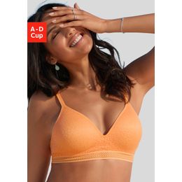 Bralette-BH Lascana "Freya", Damen, Gr. 75, Cup A, orange, Spitze, Obermaterial: 36% Polyamid, 29% Polyester, 27% Baumwolle, 8% Elasthan, BHs Bralette-BH, ohne B&uuml;gel mit eingearbeitetem Push-up Kissen, Dessous, Topseller