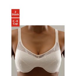 Minimizer-BH Petite Fleur, Damen, Gr. 95, Cup D, rosa (puder, schwarz), Spitze, Obermaterial: 90% Polyamid, 10% Elasthan, BHs Minimizer-BH, mit B&uuml;gel und sch&ouml;ner Stickerei, Topseller