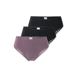 Brasilslip Schiesser "Modern Multipacks", Damen, Gr. 46, 909, sortiert 3, Single Jersey, Obermaterial: 95% Baumwolle, 5% Elasthan, k&ouml;rpernah, Unterhosen Brasilslip, Spitzenb&auml;nder, Single-Jersey, Baumwollmischung