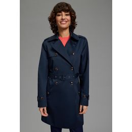 Trenchcoat Laura Scott, Damen, Gr. 46, navy, Web, Obermaterial: 68% Baumwolle, 32% Polyester. Futter: 100% Polyester, normal, mit Riegel, M&auml;ntel Trenchcoat, aus Baumwolle und Polyester, unifarben mit Piping-Applikationen