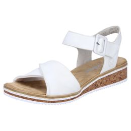 Sandalette Rieker, Damen, Gr. 36, wei&szlig;, Lederimitat, unifarben, Schuhe Sandalette, Keilsandale, Sommerschuh, Urlaubsschuh mit Klettriemchen, Topseller