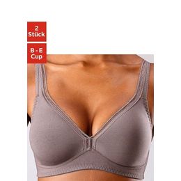 T-Shirt-BH Petite Fleur, Damen, Gr. 90, Cup E, braun (mocha, mousse, wei&szlig;), Jersey, Obermaterial: 93% Baumwolle, 7% Elasthan, BHs T-Shirt-BH, ohne B&uuml;gel aus Baumwolle, Basic Dessous, Topseller