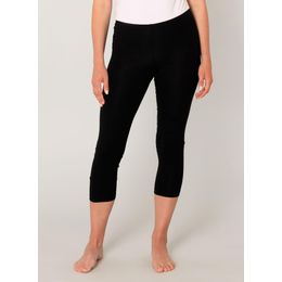 Caprileggings Base Level "Ycarus", Damen, Gr. 46, N-Gr, schwarz, Jersey, Obermaterial: 94% Viskose, 6% Elasthan, unifarben, Basic, figurbetont ca. Mitte Wade, Hosen Caprileggings, In weicher Viskose-Mischqualit&auml;t