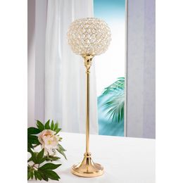 Kerzenst&auml;nder Home Affaire "Kristall", gold (goldfarben), H:54cm &Oslash;:16cm, Aluminium, Kristallglas, Kerzenhalter, Kerzenst&auml;nder