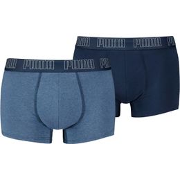 Boxer Puma, Herren, Gr. L, blau (blau, meliert, navy), Obermaterial: 95% Baumwolle, 5% Elasthan, bedruckt, unifarben, k&ouml;rpernah, Unterhosen Boxer, ohne Eingriff, elastisch, Topseller