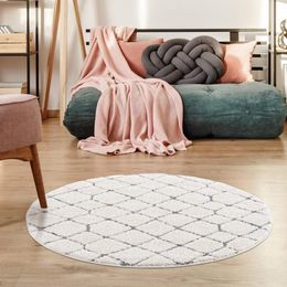 Hochflor-Teppich Carpet City "Focus 4499", beige (creme), H:20mm &Oslash;:160cm, Polypropylen, Teppiche, Hochflor-Teppich, Boho-Teppich, Hochtief-Muster/ 3D-Effekt, f&uuml;r Wohnzimmer, Schlafzimmer