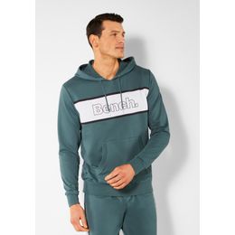 Hoodie BENCH. LOUNGEWEAR, Herren, Gr. 48/50 (M), blau (hellpetrol), Sweatware, Obermaterial: 60% Baumwolle, 40% Polyester, unifarben mit Farbeinsatz, Basic, bequem h&uuml;ftbedeckend, Rundhals, Rippb&uuml;ndchen, Sweatshirts Hoodie, Langarm, Sweatshirt mit Rundhals und Kapuze, Baumwollmischung