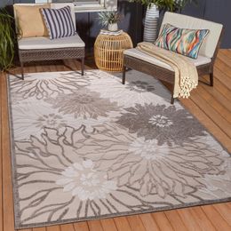 Teppich Sanat "Floral 2 Outdoor", beige, B:200cm H:6mm L:290cm, Kunstfaser, Teppiche, Teppich, In- und Outdoor geeignet, Blumen, Balkon, Terrasse, Au&szlig;enbereich