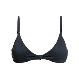 Triangel-Bikini-Top Roxy "Rib Roxy Love The Surf Knot", Damen, Gr. L, Cup B, grau (anthrazit), 91% Nylon, 9% Elasthan, Bikini-Oberteile Triangel-Bikini-Top