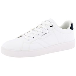 Sneaker Tom Tailor, Herren, Gr. 45, wei&szlig;, Lederimitat, kontrastfarbene Details, Schuhe Sneaker, Kontrastbesatz an der Ferse, Freizeitschuh, Halbschuh, Schn&uuml;rschuh