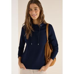 Sweatshirt Cecil, Damen, Gr. M (40), universal blau, Sweatware, Obermaterial: 76% Viskose, 16% Nylon, 8% Elasthan, unifarben, l&auml;ssig geschnitten h&uuml;ftbedeckend, Rundhals, B&uuml;ndchen, Sweatshirts Sweatshirt, mit Tape-Detail