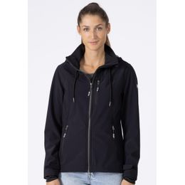 Softshelljacke DEPROC Active "DECORAH PEAK V WOMEN", Damen, Gr. 40/42 (M), schwarz, 96% Polyester; 4% Elasthan, tailliert, gerader Abschluss mit Windstopper,mit verstellbarem Klettverschluss, Jacken Softshelljacke, mit abnehmbarer Kapuze
