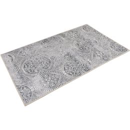 Badematte Wecon Home "Louis", bunt (grau, silberfarben), H:6mm, Polyester, Badematten, Badematte, Vintage Orient Stil, Badezimmerteppich, waschbar