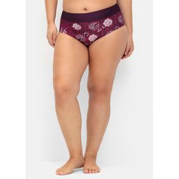 Bikini-Hose sheego by Joe Browns, Damen, Gr. 46, Normalgr&ouml;&szlig;en, lila (beere, gemustert), Elasthan, Badehosen Bikini-Hose