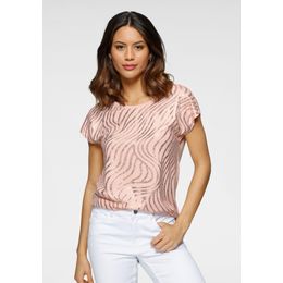 Rundhalsshirt Laura Scott, Damen, Gr. 44, rosa, Single Jersey, Obermaterial: 95% Viskose, 5% Elasthan, bedruckt, gemustert, metallic, unifarben, figurumspielend h&uuml;ftbedeckend, Rundhals, angeschnitten, Shirts Rundhalsshirt, Kurzarm, figurumspielend, aus elastischem Single Jersey, Topseller